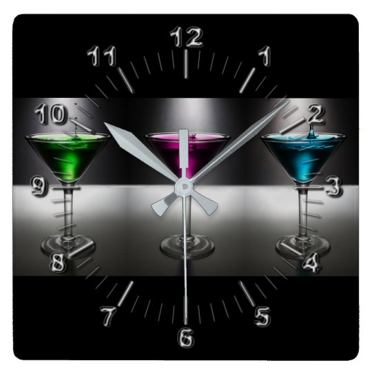Martini Square Wall Clock | Zazzle.com