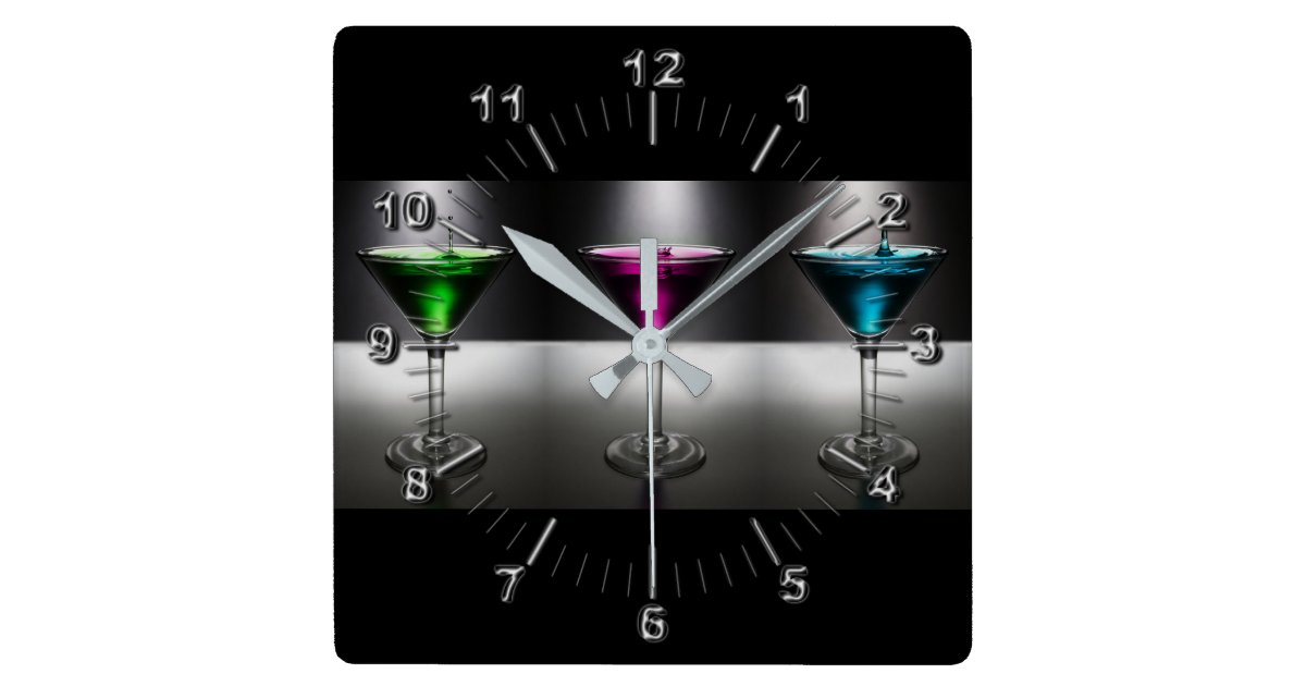Martini Square Wall Clock | Zazzle.com