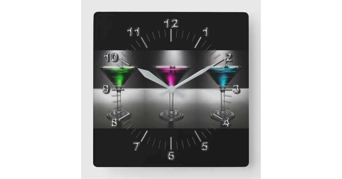 Martini Square Wall Clock | Zazzle
