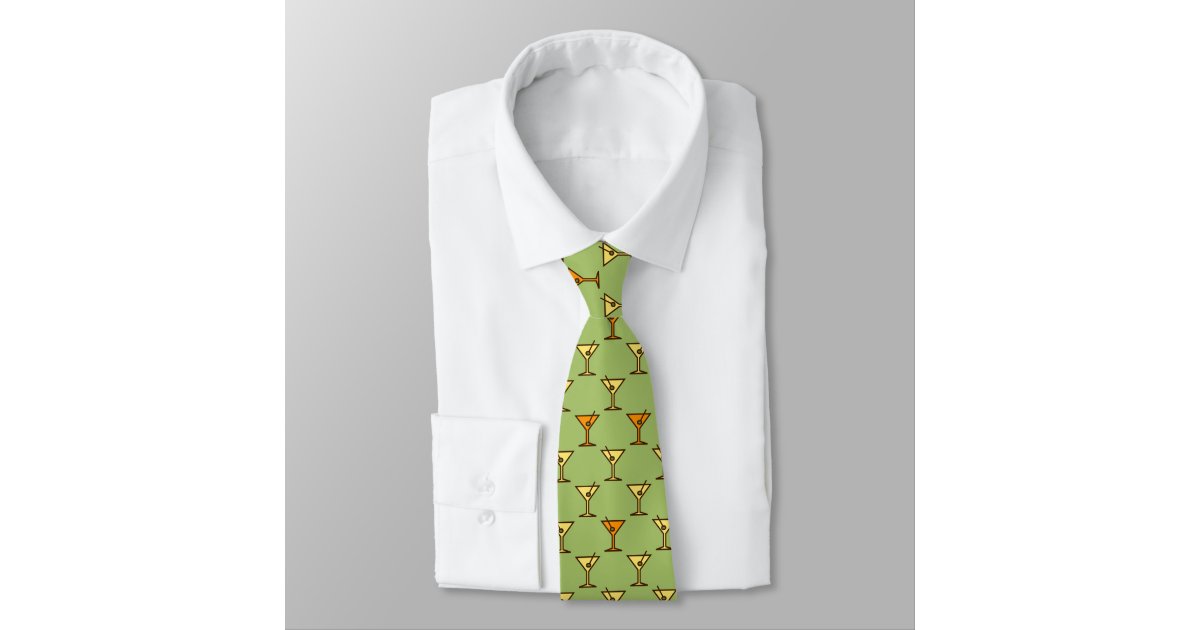 Martini Time Fifties Cocktail Moss Green Two-sided Tie | Zazzle