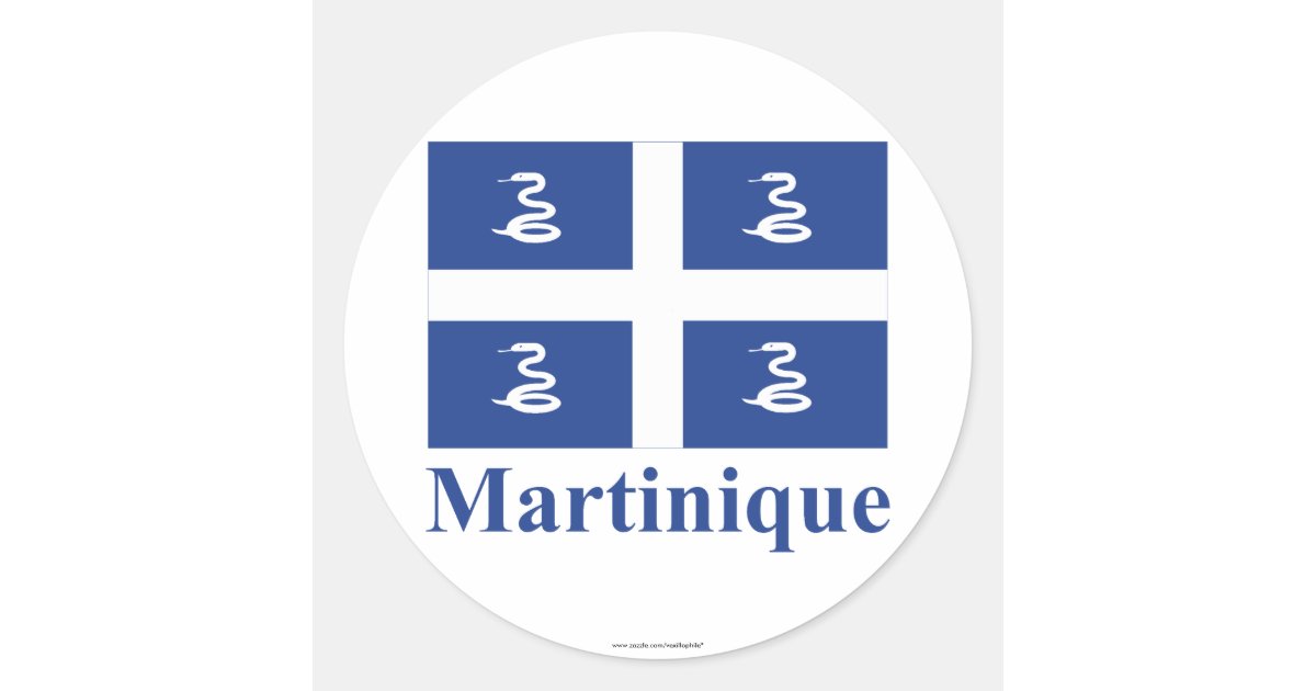 Martinique Flag with Name Classic Round Sticker | Zazzle
