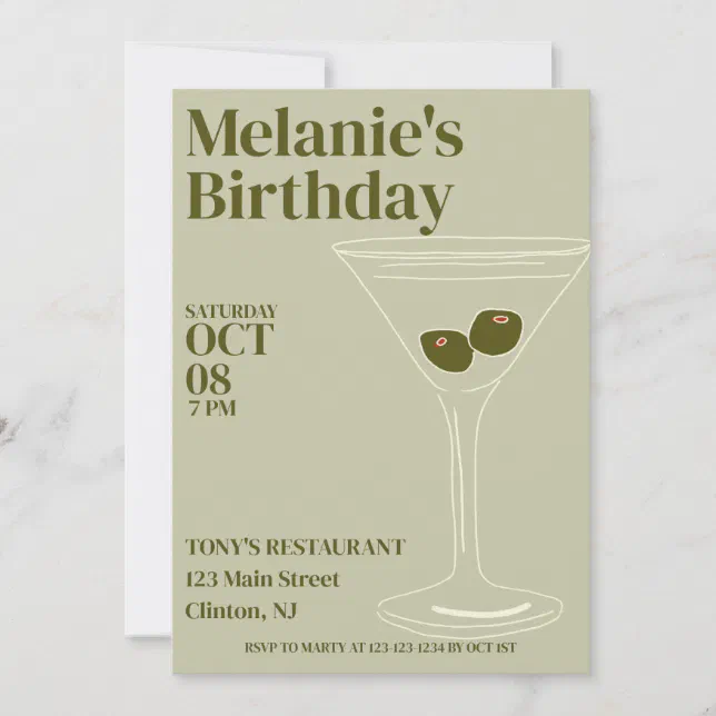 Martinis Birthday Party Invitation | Zazzle