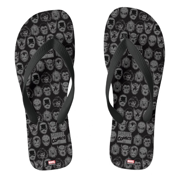 Marvel Comics Hero Head Pattern Flip Flops | Zazzle