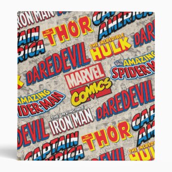 Marvel Comics Titles Pattern 3 Ring Binder | Zazzle