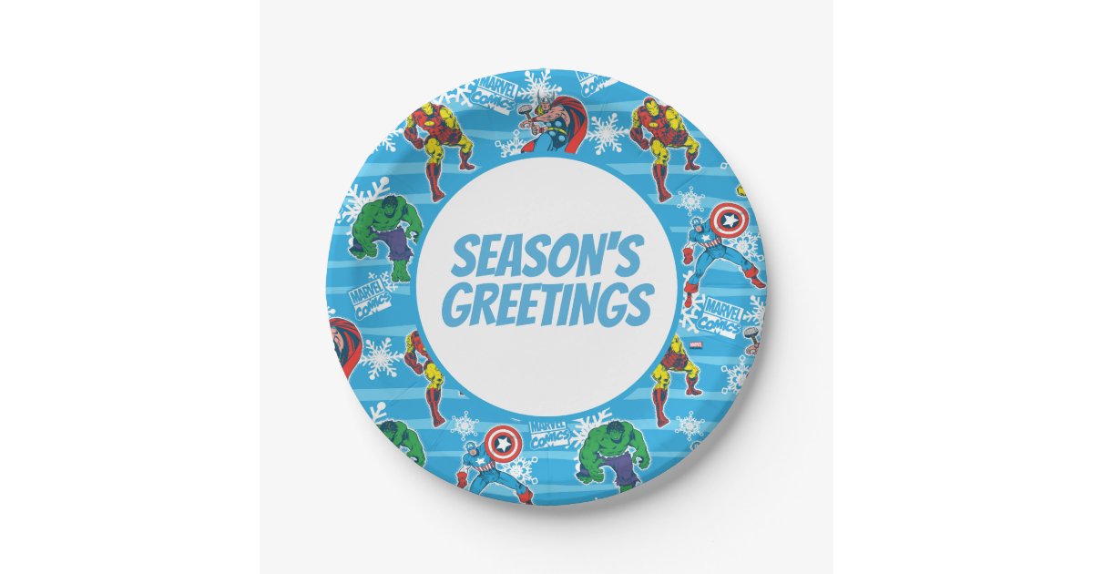Marvel Hero Snowflake Pattern Paper Plates | Zazzle