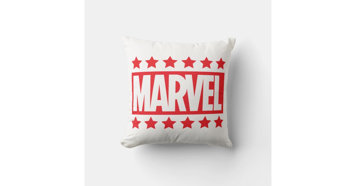 Marvel Logo With Stars Throw Pillow | Zazzle