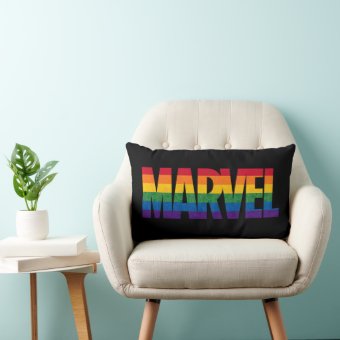 Marvel Super Hero Icon Horizontal Rainbow Lumbar Pillow | Zazzle