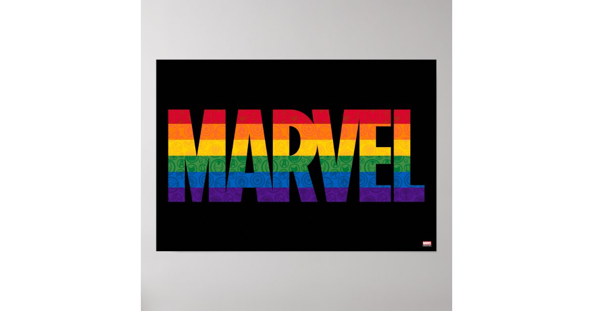 Marvel Super Hero Icon Horizontal Rainbow Poster | Zazzle
