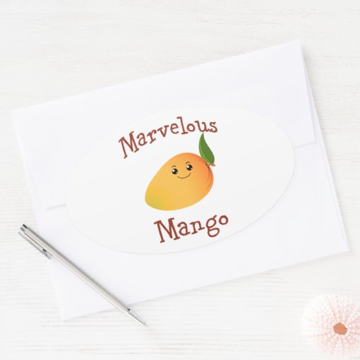 Marvelous Mango Oval Sticker | Zazzle