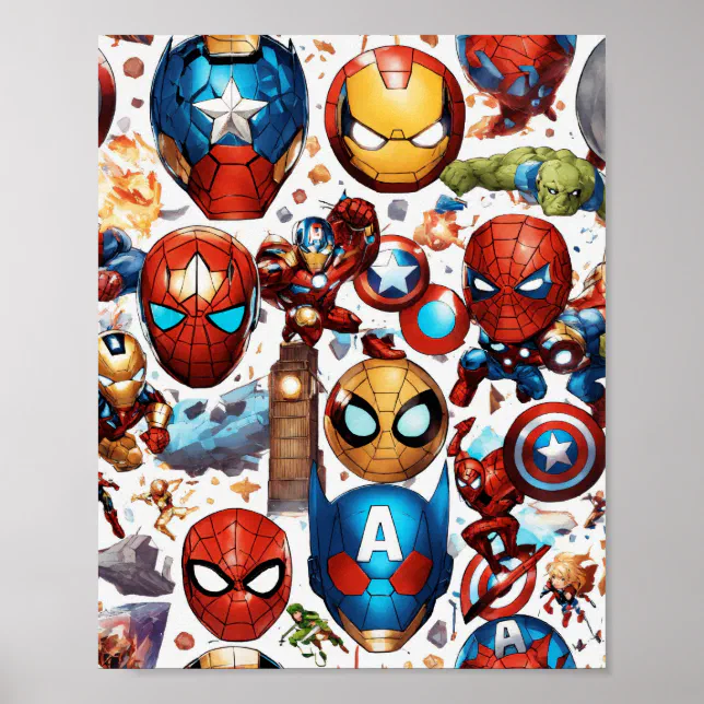 "Marvelous Seamless White Background: Where Heroes Poster | Zazzle