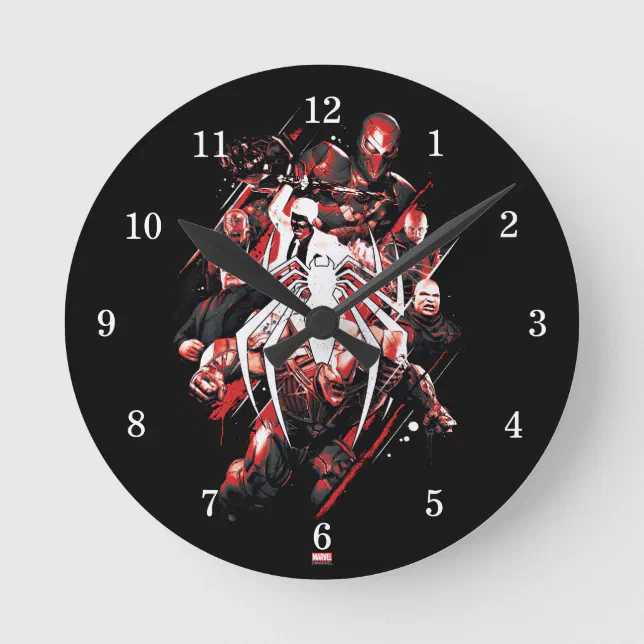 Marvel's Spider-Man | Bad Guys In Spidey's Head Round Clock | Zazzle