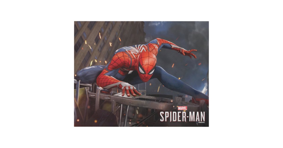 Marvel's Spider-Man | Landing on Webbed Helicopter Panel Wall Art | Zazzle