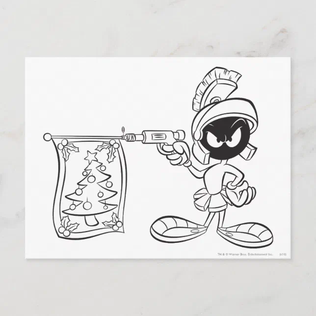 MARVIN THE MARTIAN™ Christmas Tree Pop Gun Holiday Postcard | Zazzle