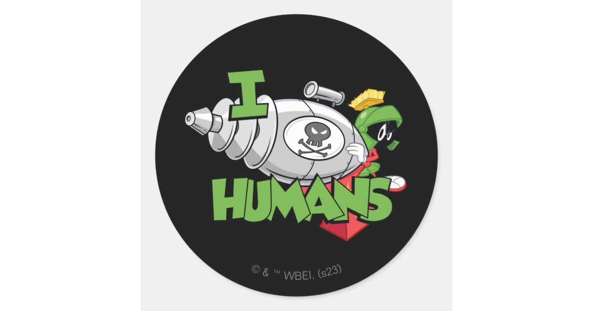 MARVIN THE MARTIAN™ I Laser Humans Classic Round Sticker | Zazzle