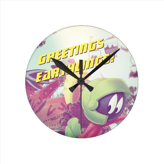 MARVIN THE MARTIAN™ On Vacation Round Clock | Zazzle.com