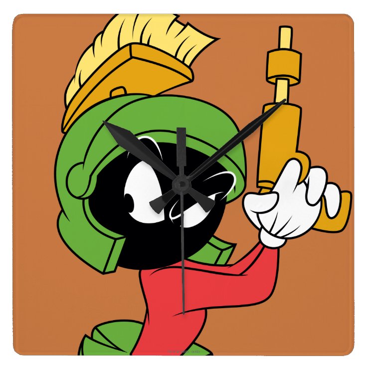 MARVIN THE MARTIAN™ Ready With Laser Square Wall Clock | Zazzle