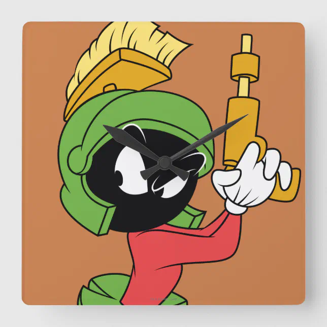 MARVIN THE MARTIAN™ Ready With Laser Square Wall Clock | Zazzle