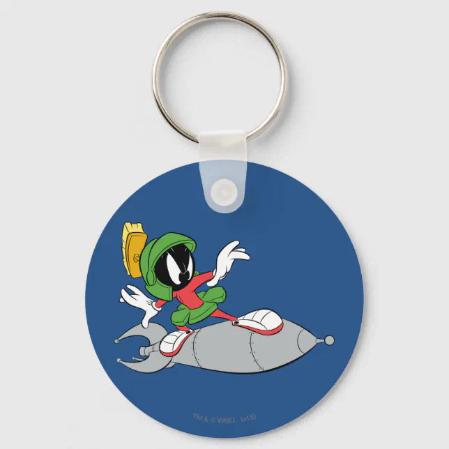MARVIN THE MARTIAN™ Riding Rocket Keychain | Zazzle