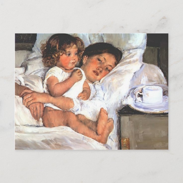 Mary Cassatt- Breakfast in Bed Postcard | Zazzle