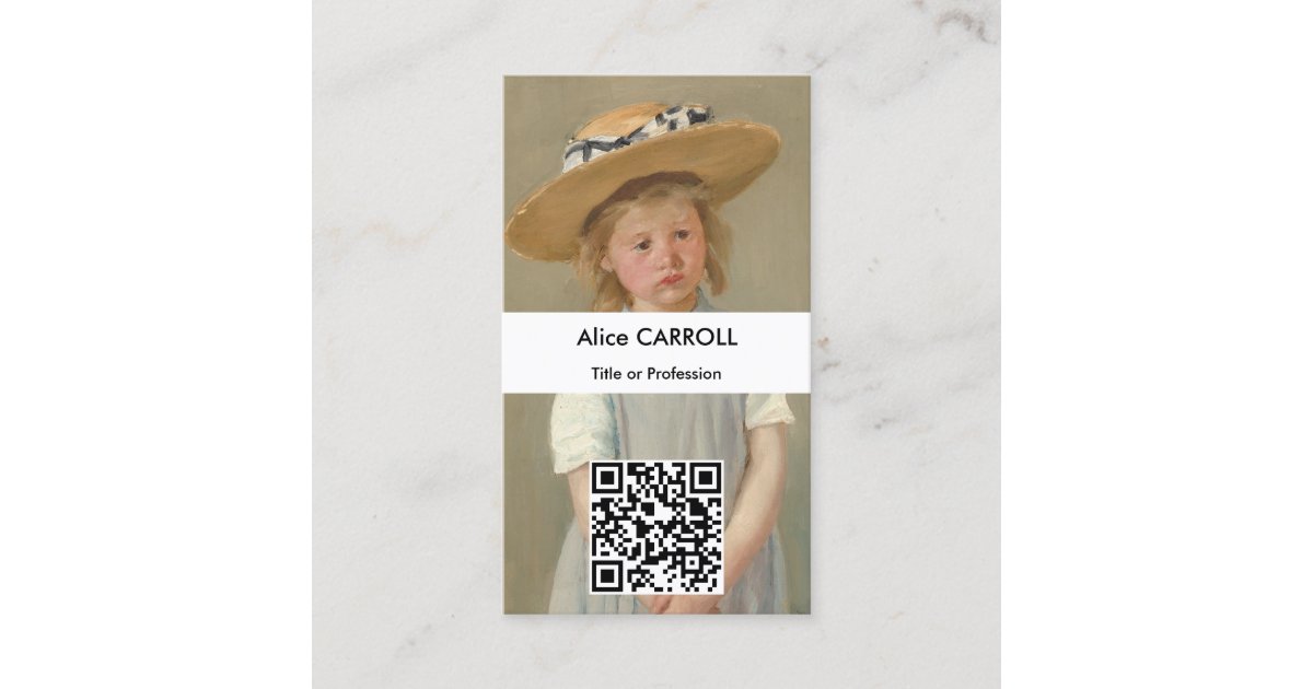 Mary Cassatt - Child in a Straw Hat - QR Code Business Card | Zazzle