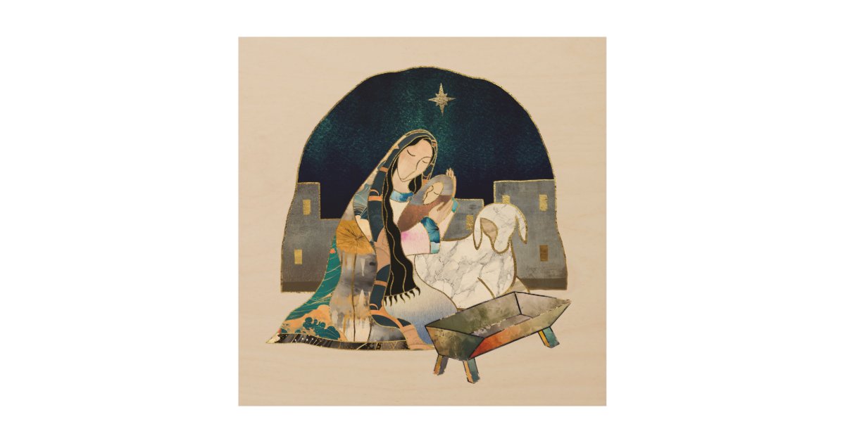 Mary Holding Baby Jesus - Star of Bethlehem Wood Wall Art | Zazzle
