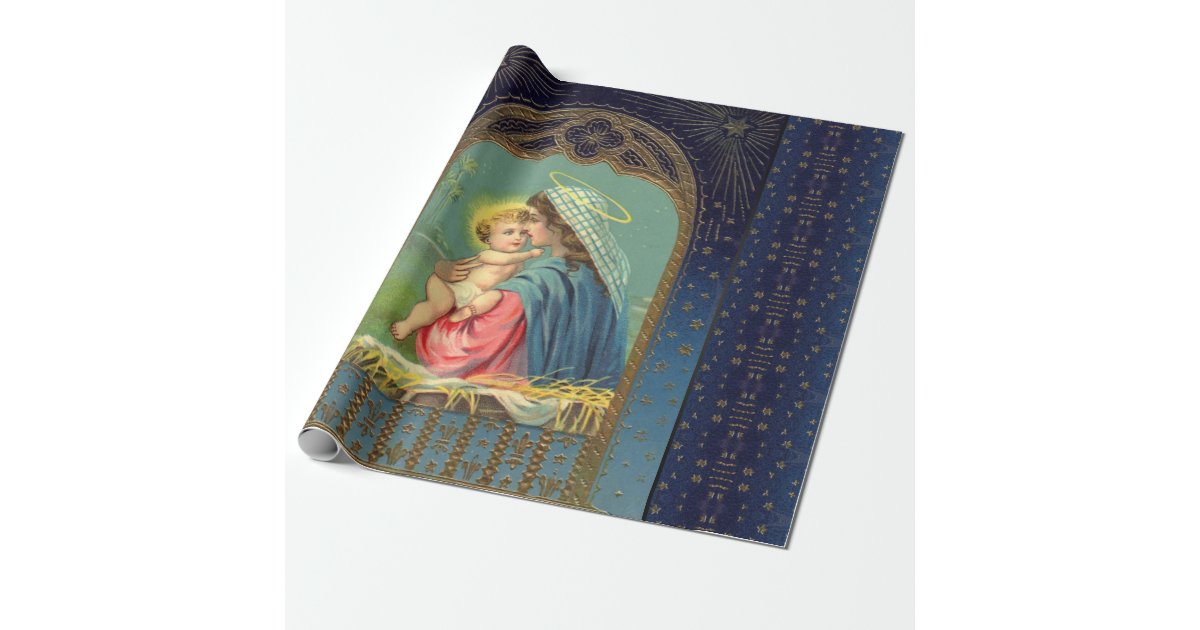 Mary Holding The Baby Jesus Wrapping Paper | Zazzle