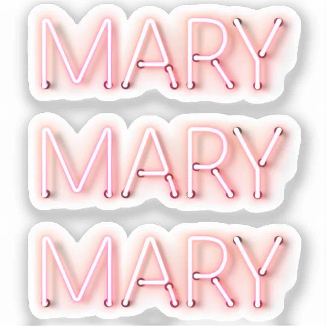Mary Name in Glowing Neon Lights x3 Sticker | Zazzle