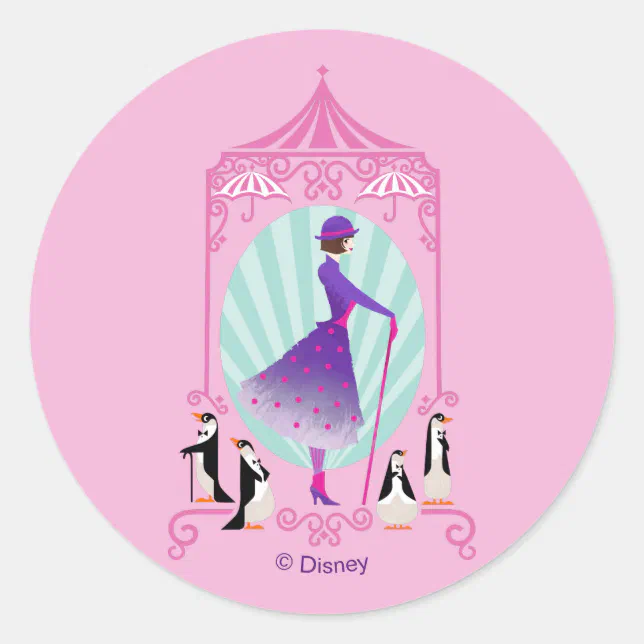 Mary Poppins & Penguins Classic Round Sticker | Zazzle