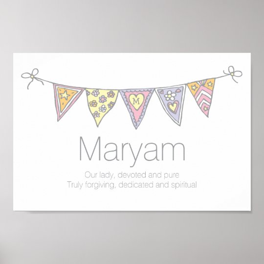 Maryam girls name and meaning bunting poster | Zazzle.com