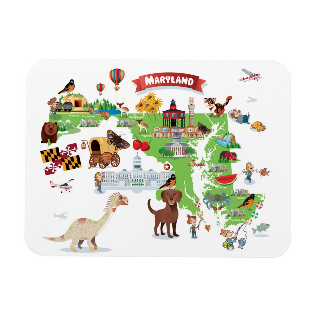 Maryland Cartoon Map Magnet | Zazzle