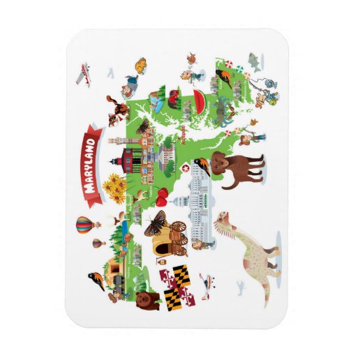 Maryland Cartoon Map Magnet | Zazzle
