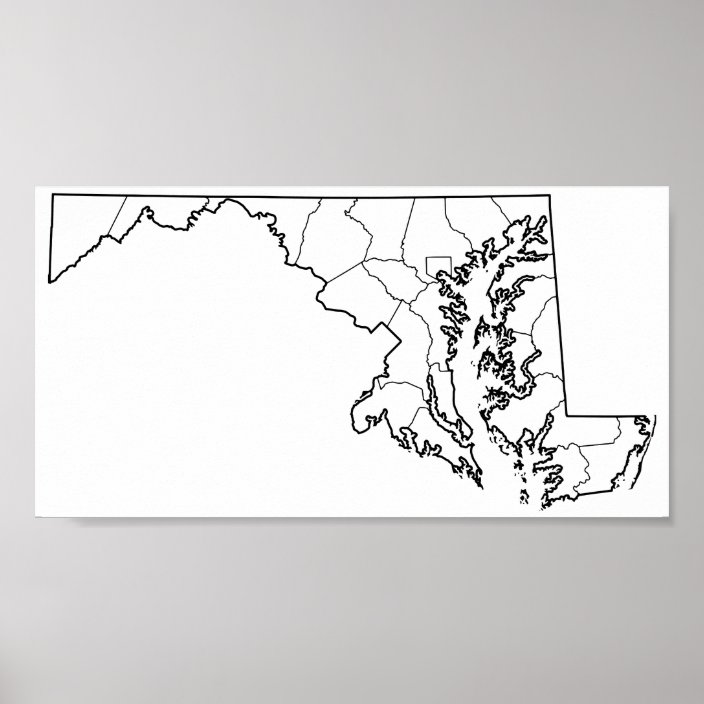Maryland Counties Blank Outline Map Poster | Zazzle.com Maryland Counties Blank Outline Map Poster | Zazzle.com