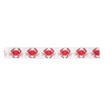 Maryland Crab Red Crabs Crabby Beach Ocean Ribbon | Zazzle