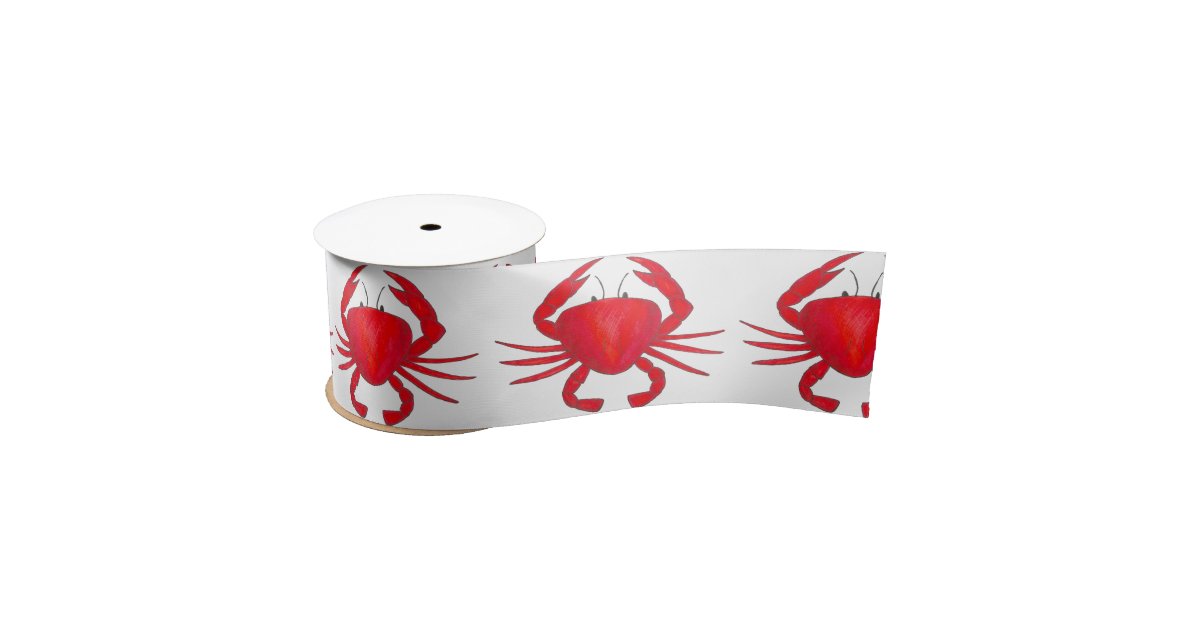 Maryland Crab Red Crabs Crabby Beach Ocean Ribbon | Zazzle