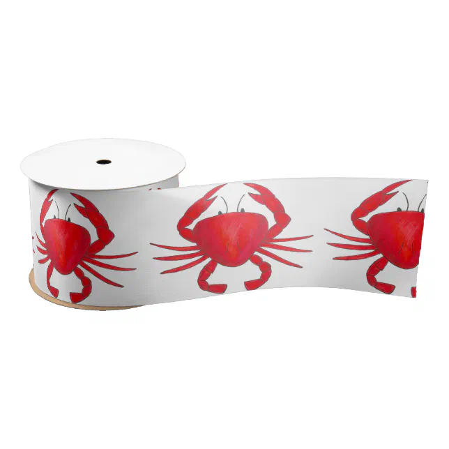 Maryland Crab Red Crabs Crabby Beach Ocean Ribbon | Zazzle
