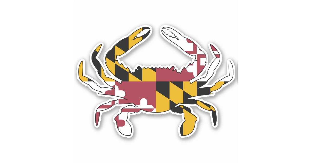 Maryland Flag Blue Crab Sticker | Zazzle