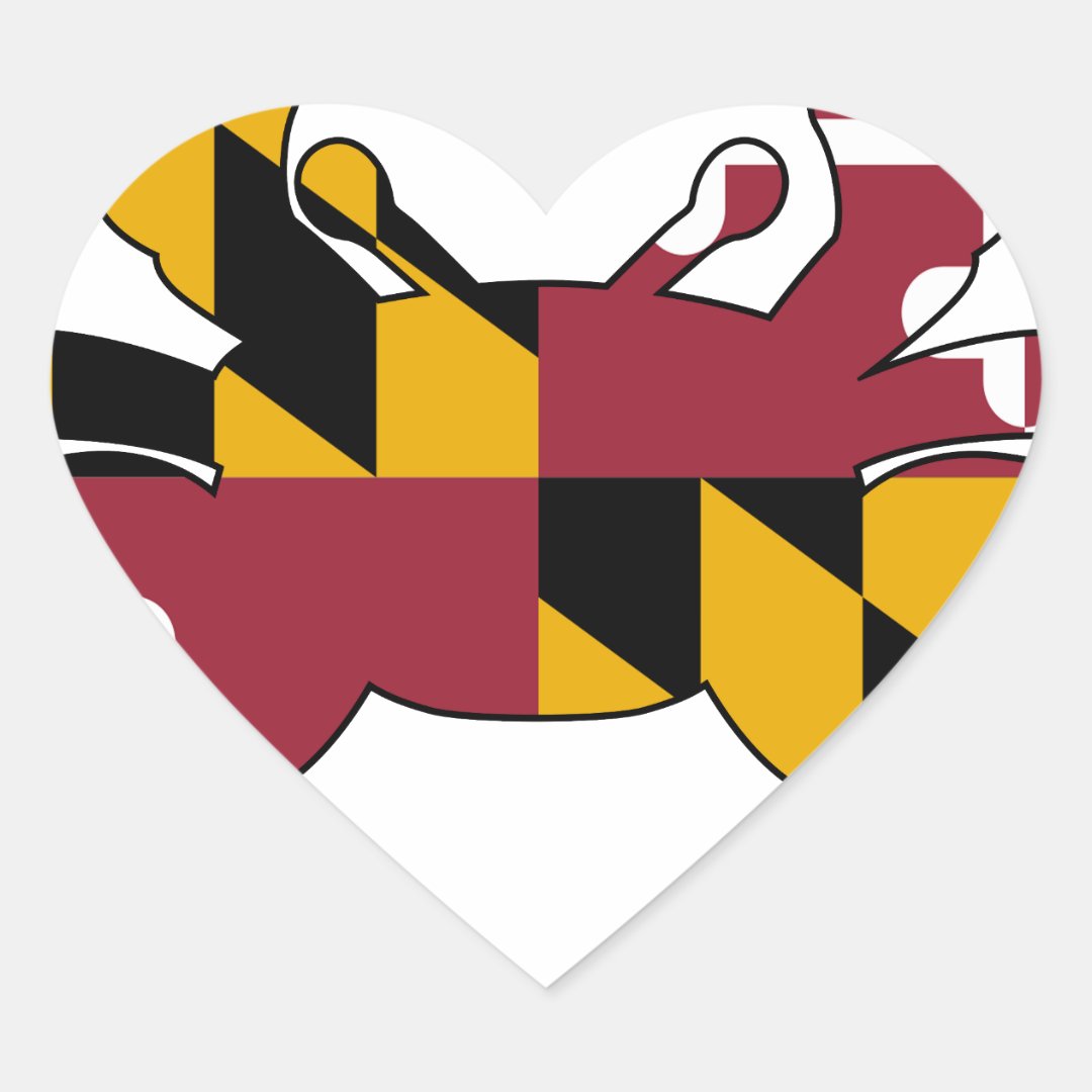 Maryland Flag Crab Heart Sticker | Zazzle