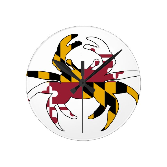 Maryland Flag Crab Round Clock | Zazzle.com
