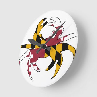 Maryland Flag Crab Round Clock | Zazzle