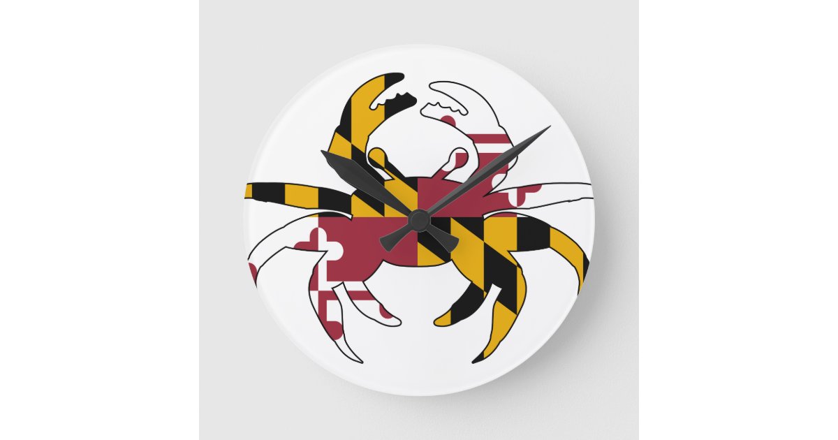Maryland Flag Crab Round Clock | Zazzle