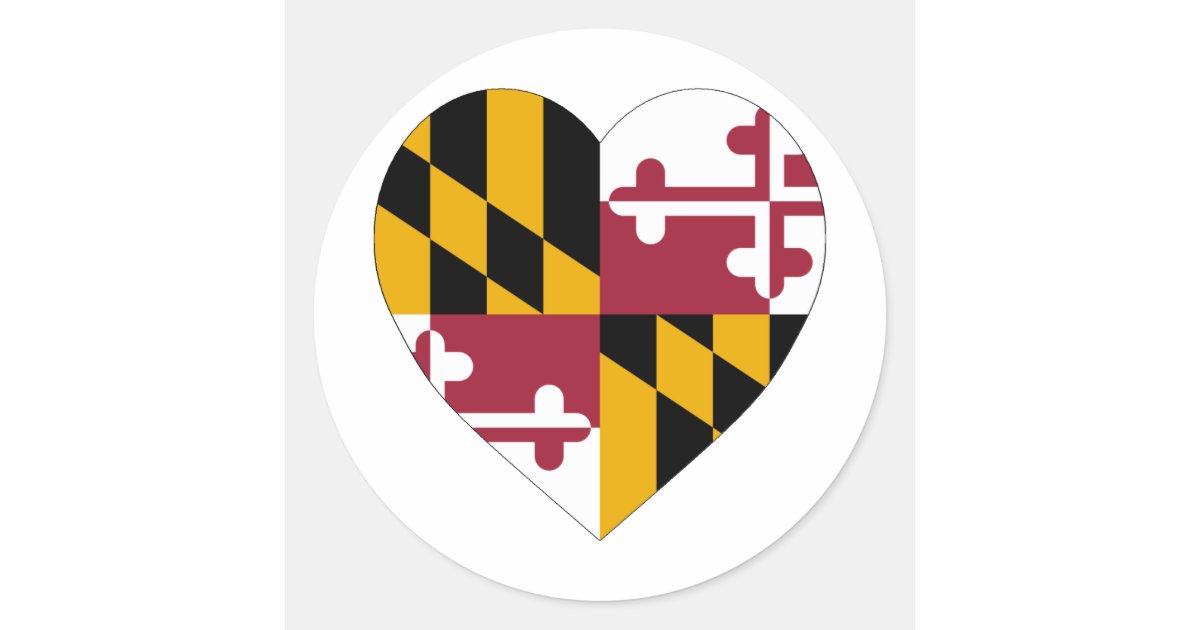 Maryland Flag Heart Classic Round Sticker | Zazzle
