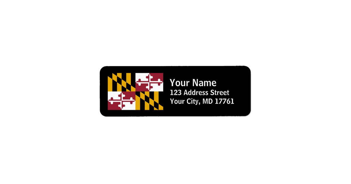 Maryland Flag Return Address Labels Black | Zazzle