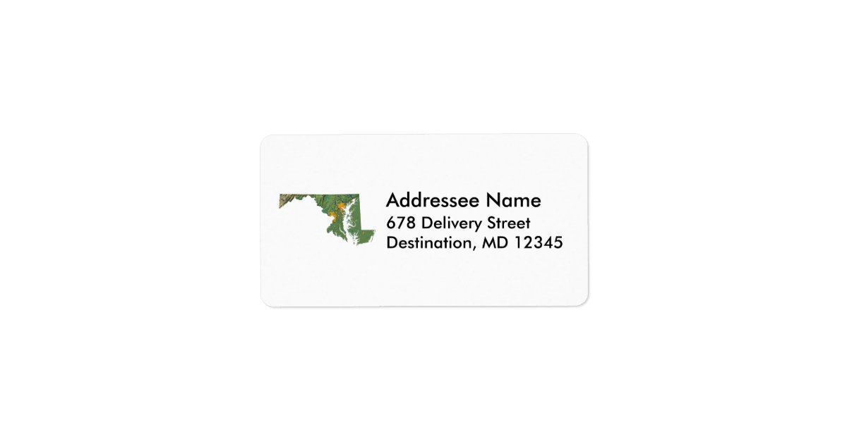 Maryland Map Address Label | Zazzle