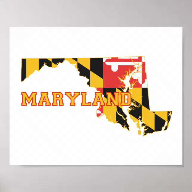 Maryland state Flag and Map Poster | Zazzle