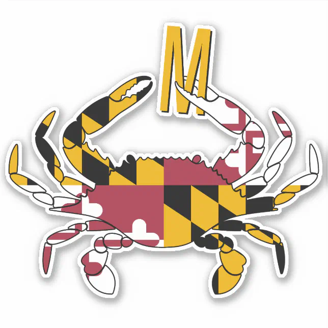 Maryland State Flag Blue Crab Monogram Sticker | Zazzle