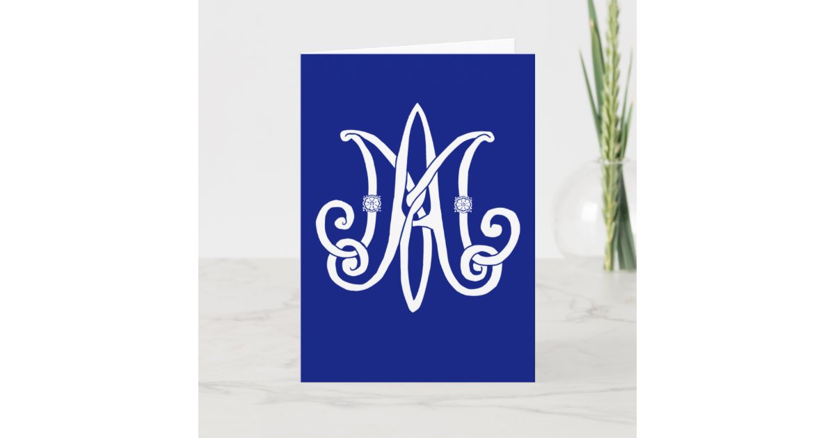 Mary's Monogram with roses Note Card | Zazzle.com