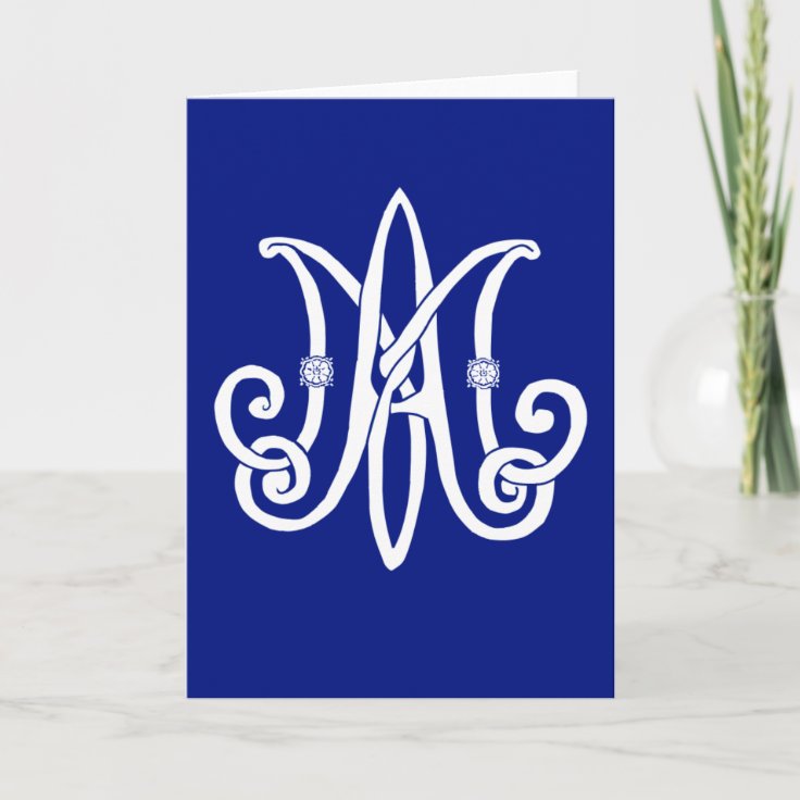 Mary's Monogram with roses Note Card | Zazzle