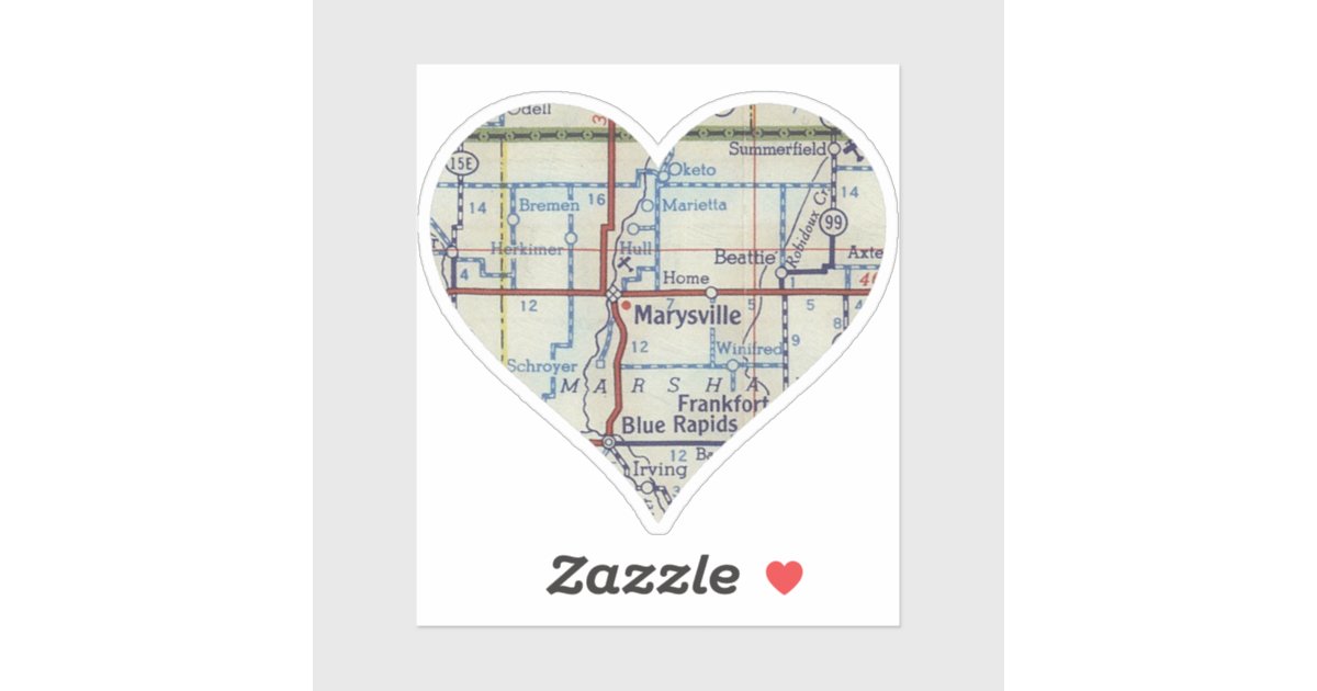 Marysville Kansas Vintage Map Sticker | Zazzle