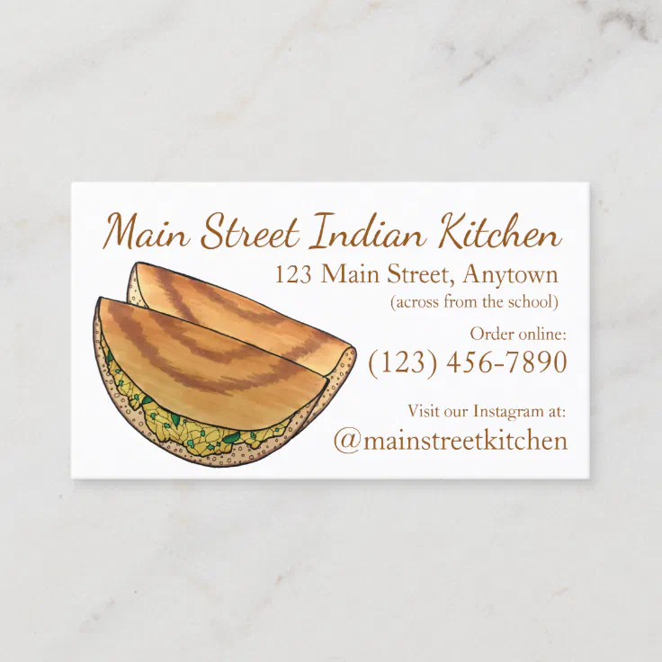Masala Dosas Indian Food Cuisine Restaurant Chef Business Card | Zazzle