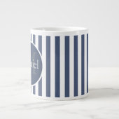 Masculine Blue Striped Personalized Monogrammed Large Coffee Mug | Zazzle